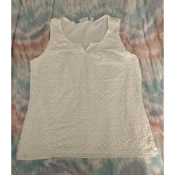 New York & Company | Tops | New York Co Tank Top White Lace Overlay ...